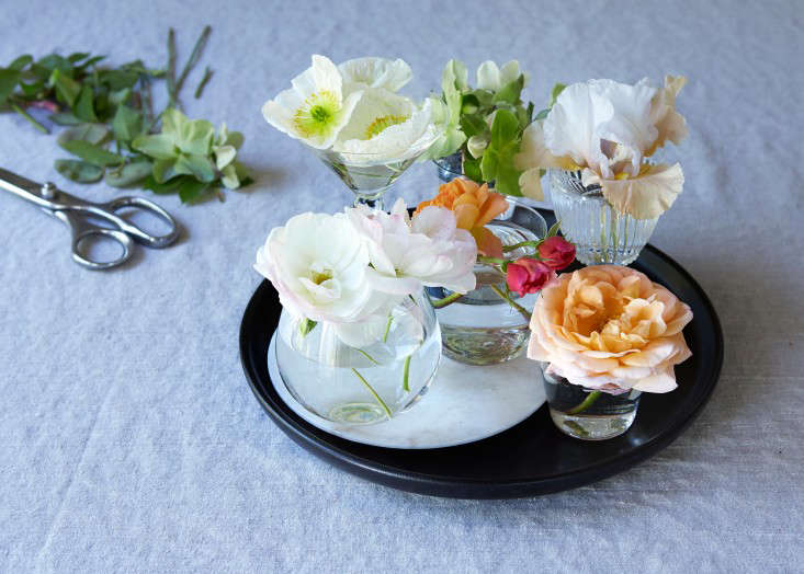 Steal This Look: Floral Arrangement in Cocktail Glasses - Gardenista