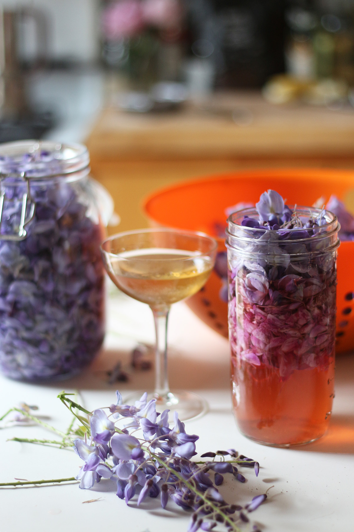 Wisteria syrup is made from edible wisteria flowers